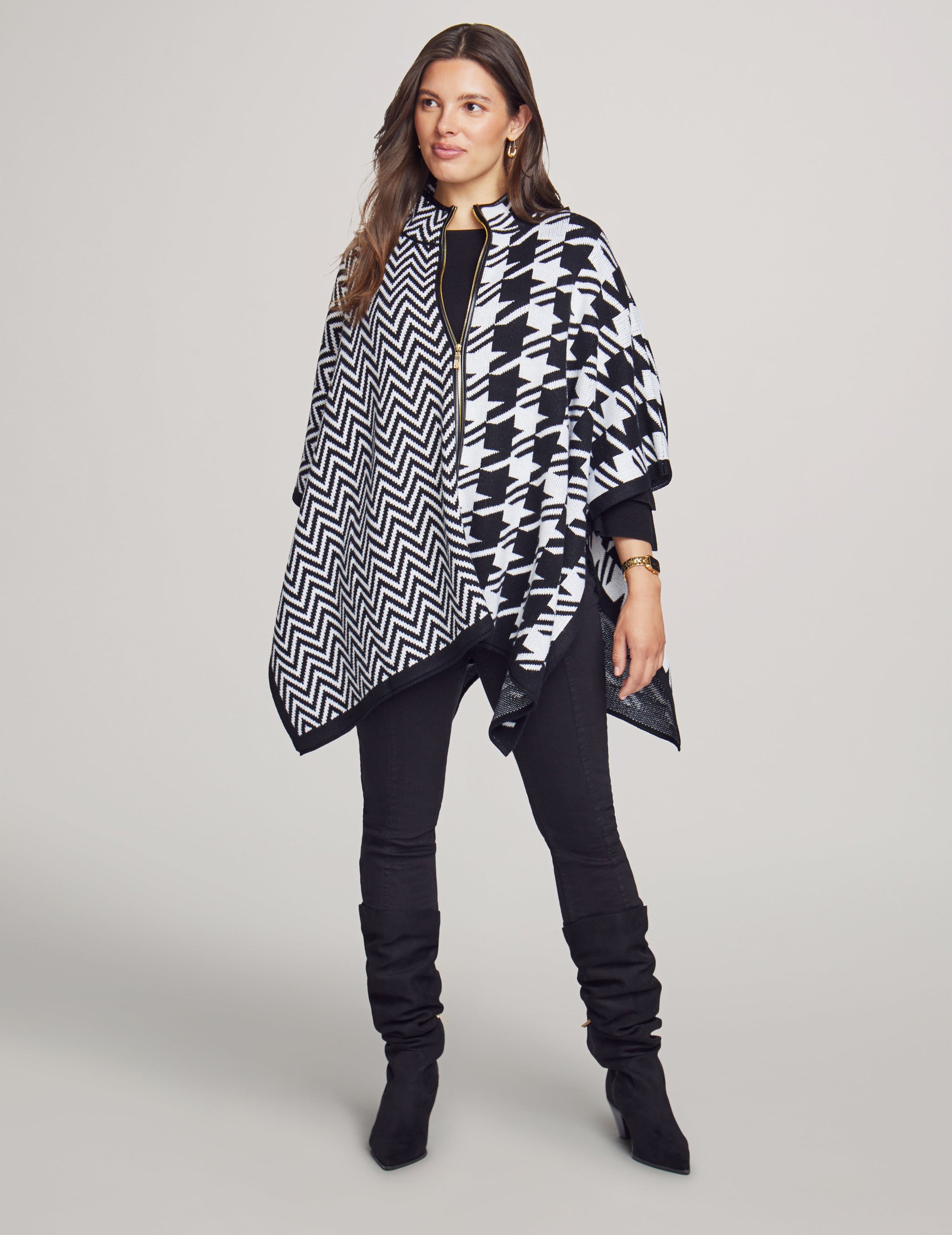 Anne Klein Pattern Zip Front Cape